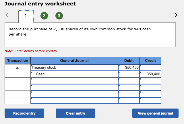 Solved Exercise 11-10 Recording and reporting treasury stock | Chegg.com
