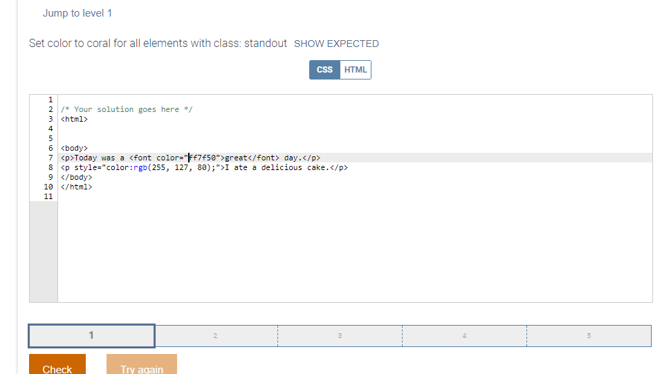 Solved Expected Webpage Today Was A Great Day I Ate A