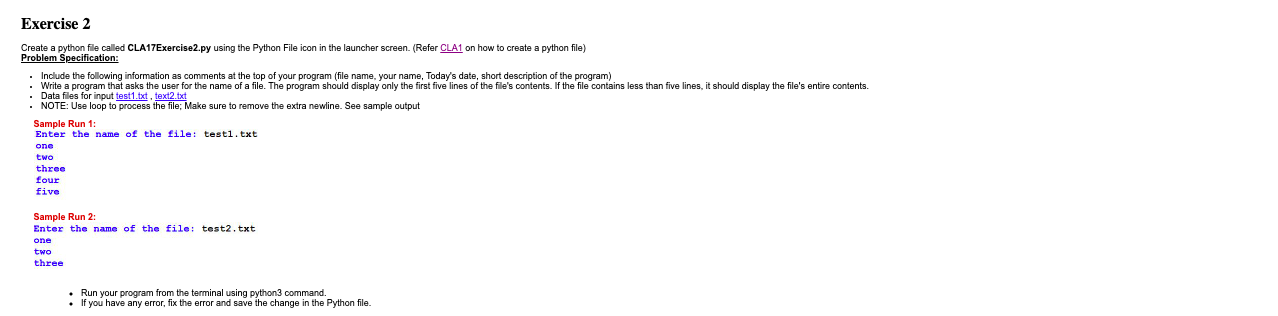 Solved Exercise 2Create a python file called | Chegg.com