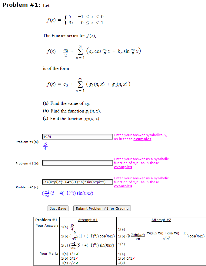Solved Problem #1: Let f(x) = 5 9x -1