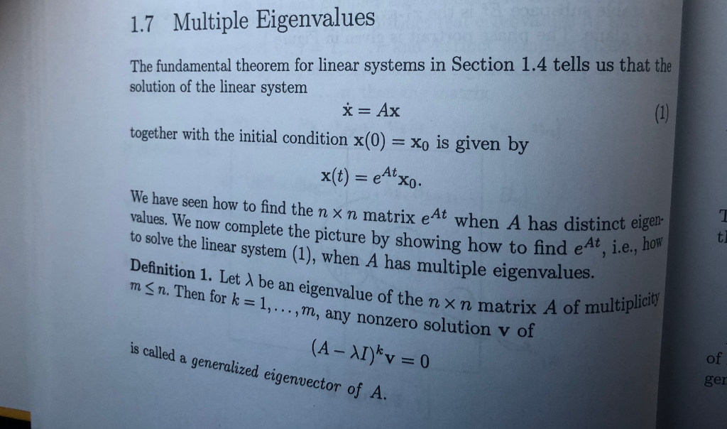 Solved 1.7 Multiple Eigenvalues The fundamental theorem for | Chegg.com