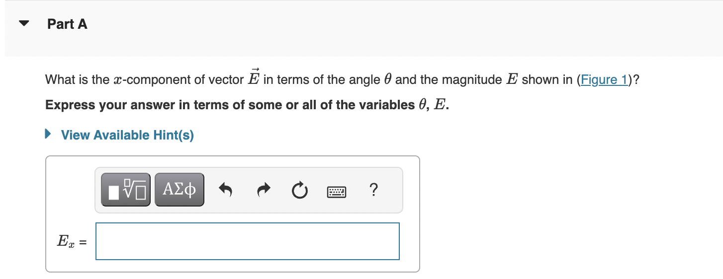 Solved What is the x-component of vector E in terms of the | Chegg.com