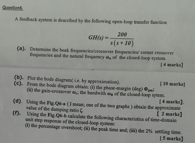 Solved Question6 A feedback system is described by the | Chegg.com