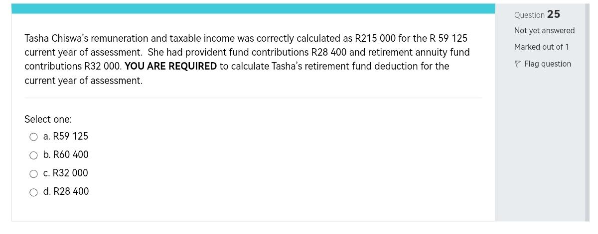 Tasha Chiswa's remuneration and taxable income was | Chegg.com