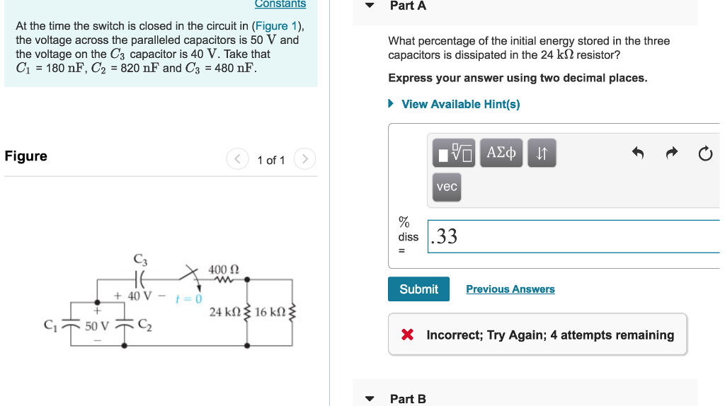 Solved Constants Part A At the time the switch is closed in | Chegg.com