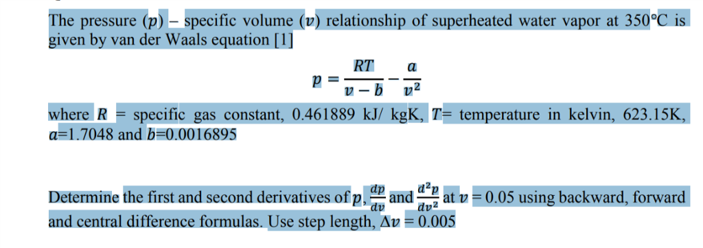 Solved The pressure (p) - specific volume (v) relationship | Chegg.com