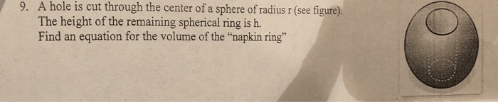 Solved 9. A hole is cut through the center of a sphere of | Chegg.com