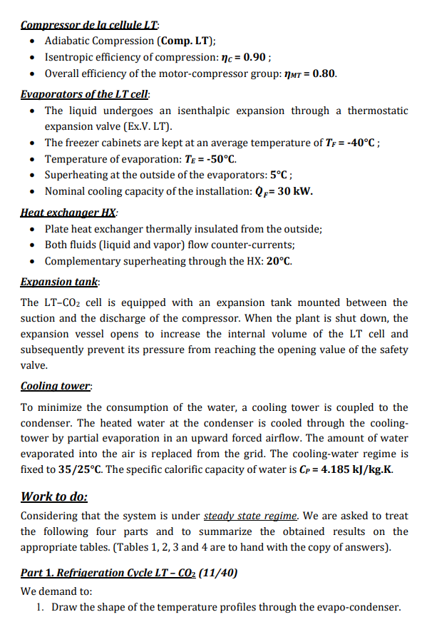 Cascade Refrigeration System CO2/Ammoniac We propose | Chegg.com