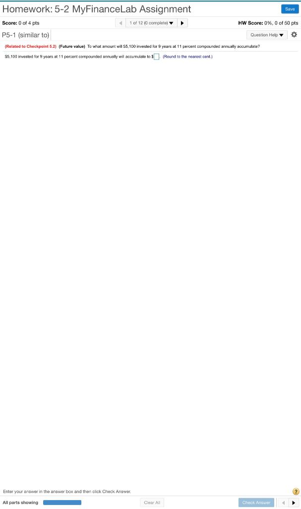 Solved Homework: 5-2 MyFinanceLab Assignment Save Score: 0 | Chegg.com