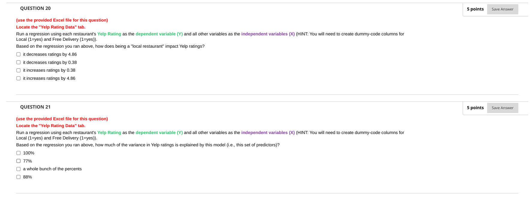 Solved (use the provided Excel file for this question) | Chegg.com