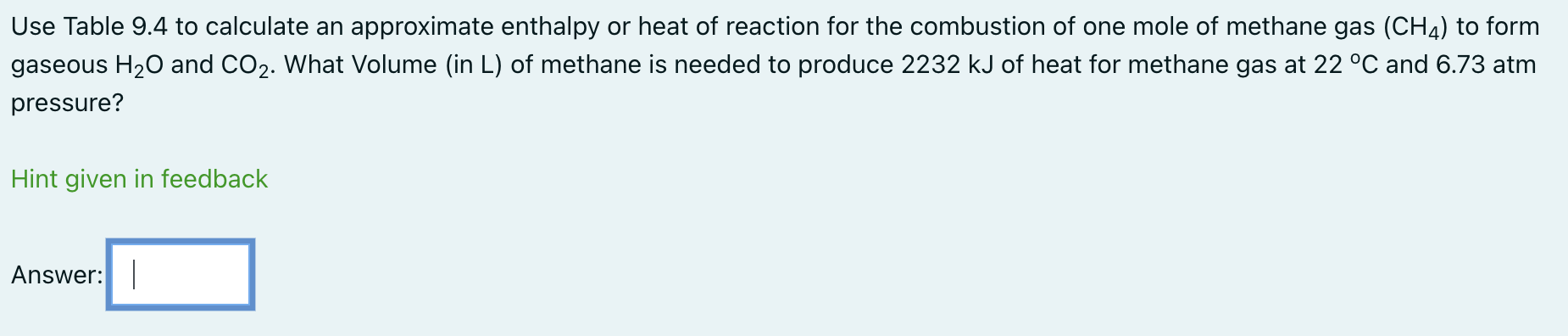 Solved Use Table 9.4 to calculate an approximate enthalpy or | Chegg.com