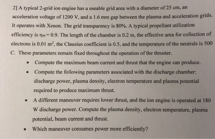 Solved 2] A typical 2-grid ion engine has a useable grid | Chegg.com