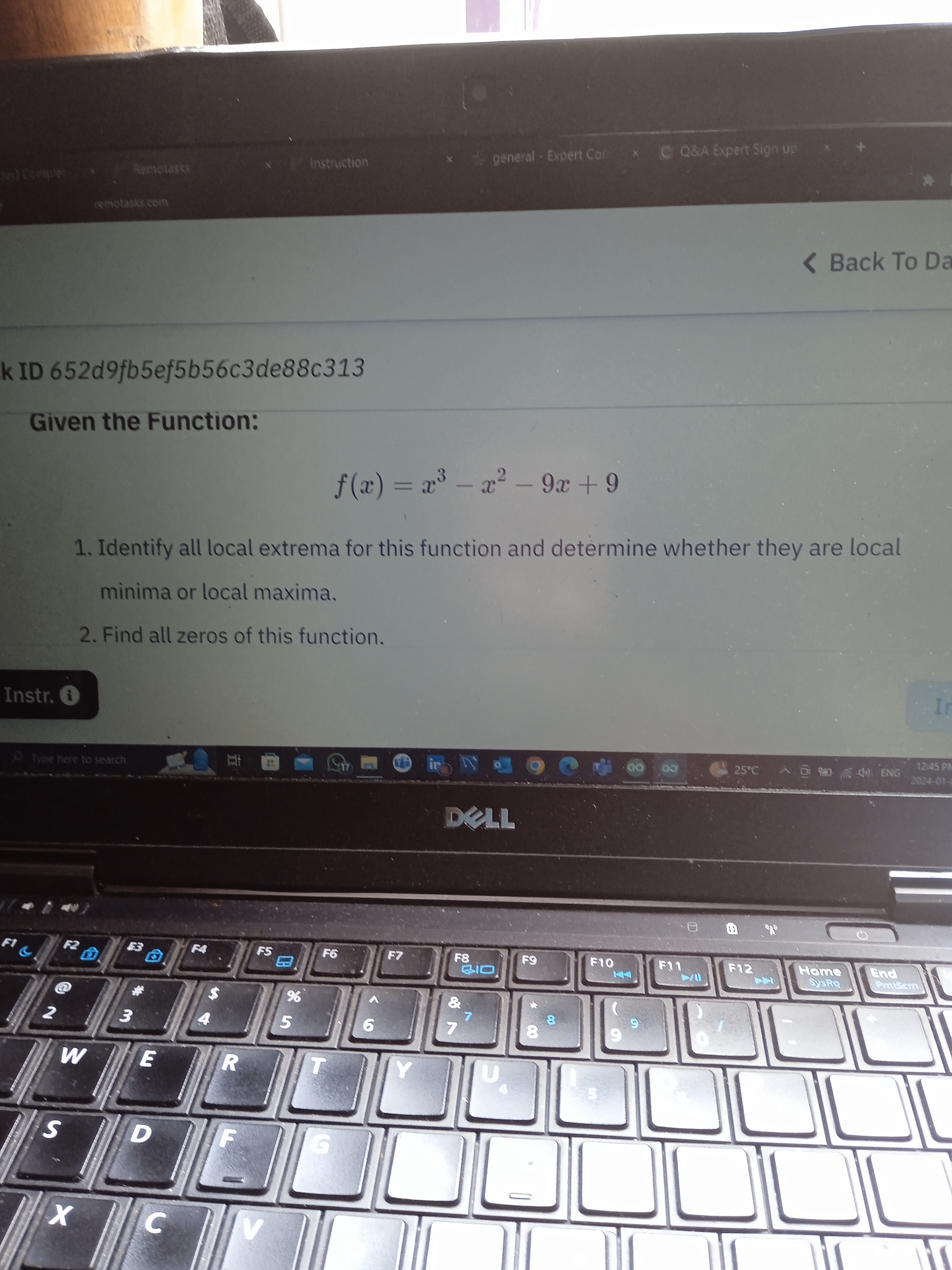 Solved Given the Function:f(x)=x3-x2-9x+9Identify all local | Chegg.com