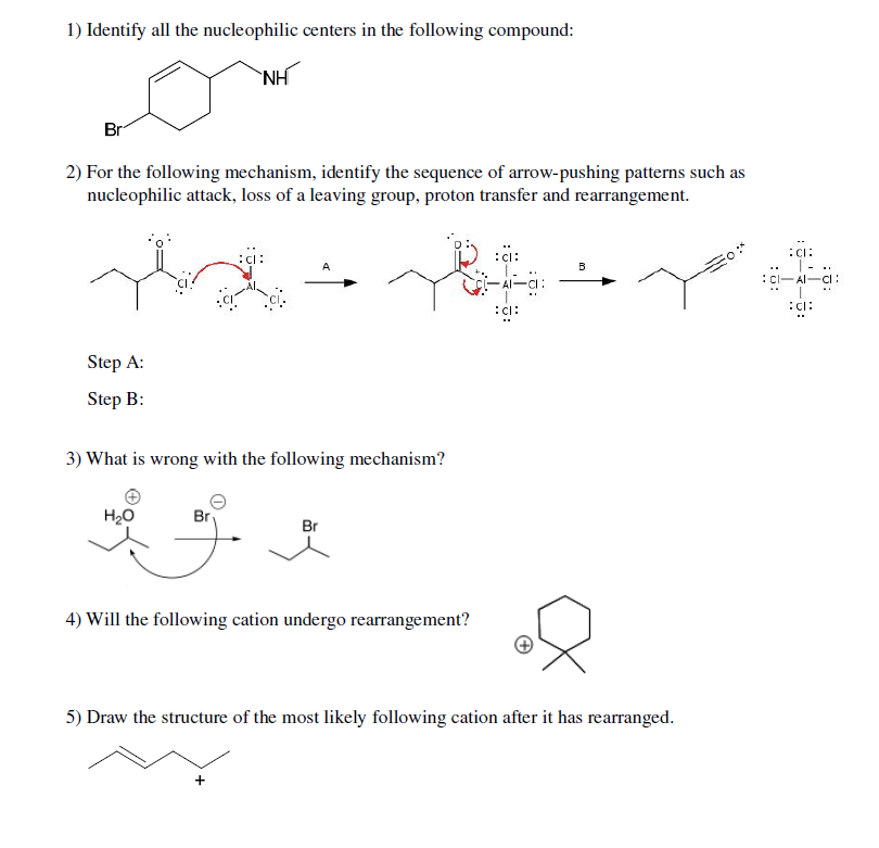 Solved 1) Identify all the nucleophilic centers in the | Chegg.com
