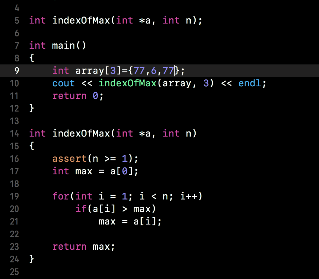 Solved Question on Returning the Smallest Index of Largest | Chegg.com