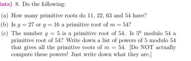 Solved ints) 8. Do the following: (a) How many primitive | Chegg.com