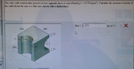 Solved The cube with semicircular grooves in two opposite | Chegg.com