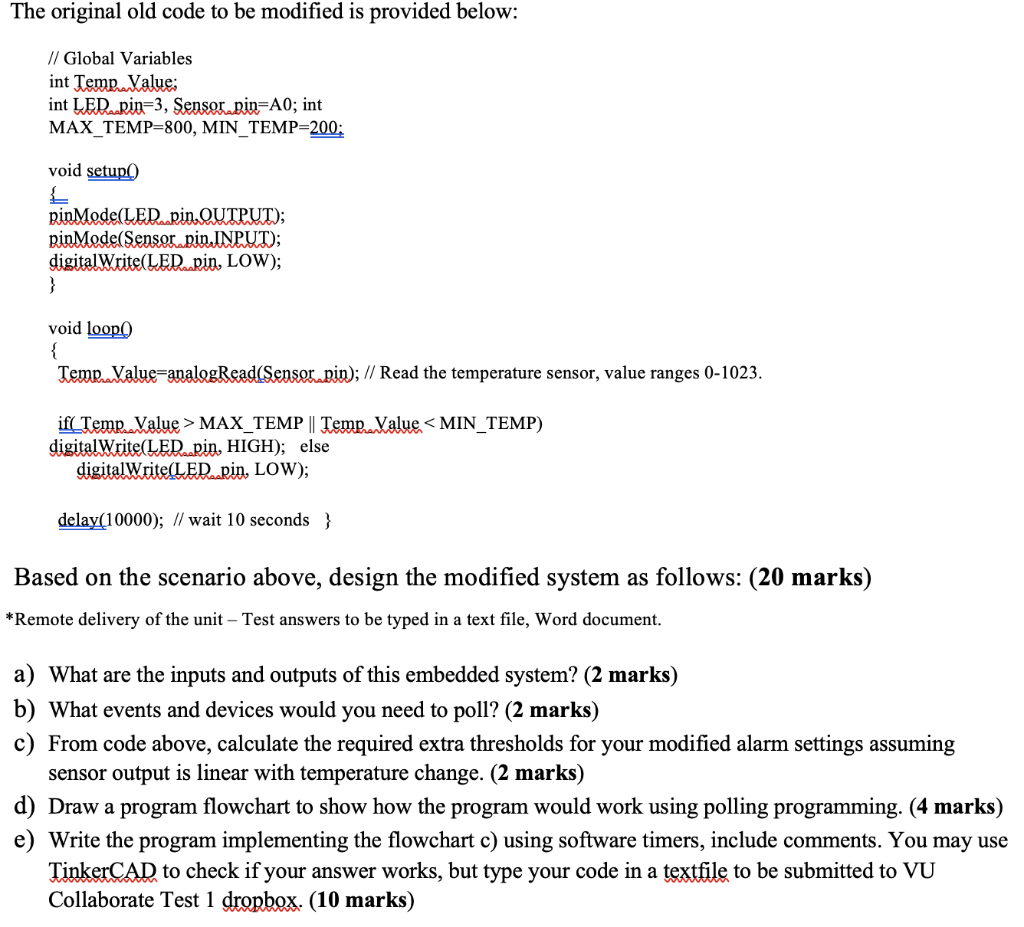 Solved The original old code to be modified is provided | Chegg.com