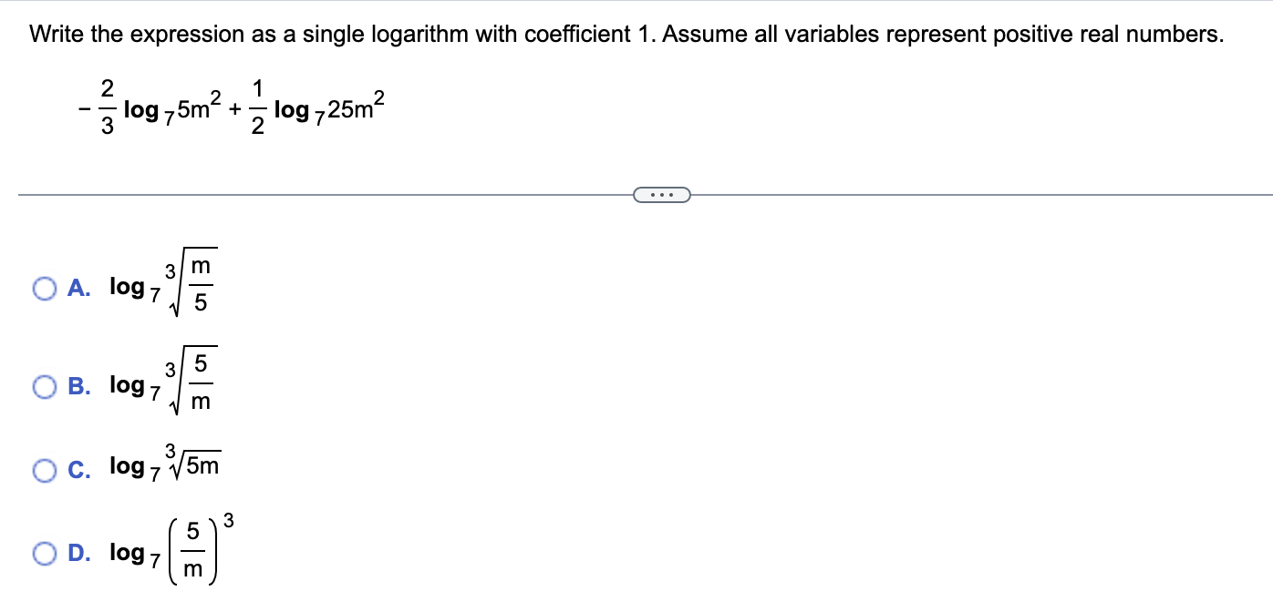 Solved Write the expression as a single logarithm with | Chegg.com