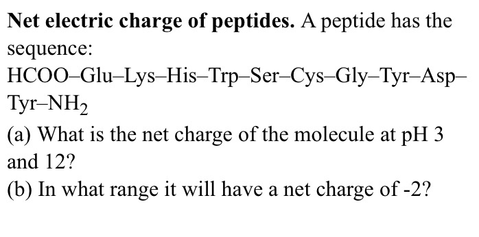 Solved Net electric charge of peptides. A peptide has the | Chegg.com