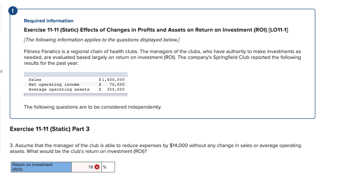 Solved Required information Exercise 11-11 (Static) Effects | Chegg.com