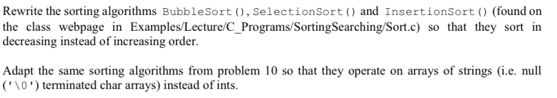 Solved Rewrite The Sorting Algorithms Bubblesort 3053
