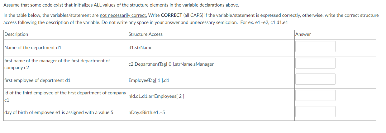 Solved C Use The Declaration Below To Answer The Next Set Of
