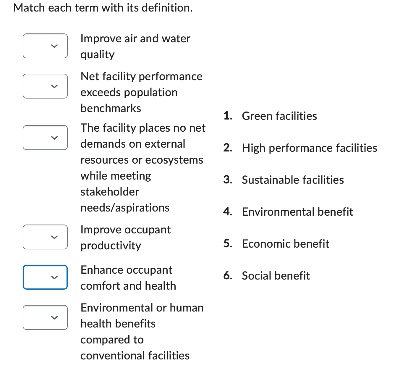 Solved Match each term with its definition. Improve air and | Chegg.com