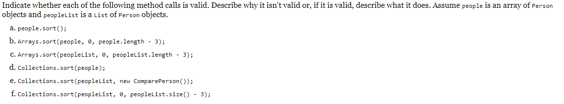 Solved Indicate whether each of the following method calls | Chegg.com