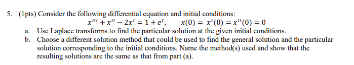 Solved (1pts) Consider the following differential equation | Chegg.com