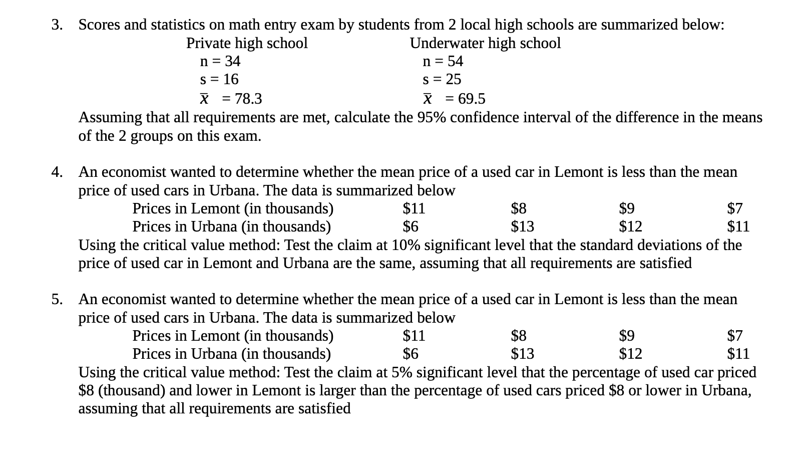 Solved Scores and statistics on math entry exam by students | Chegg.com