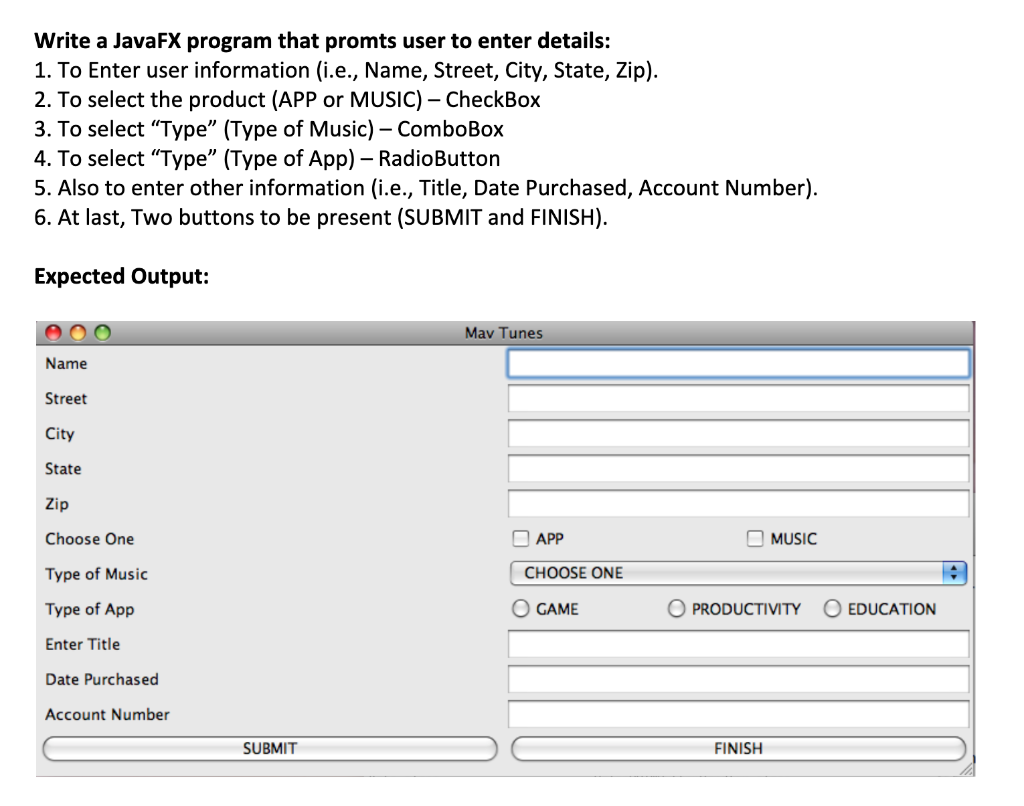 Solved Write a JavaFX program that promts user to enter | Chegg.com