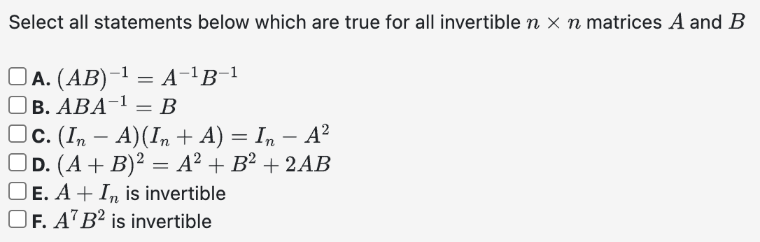 Solved Select all statements below which are true for all | Chegg.com