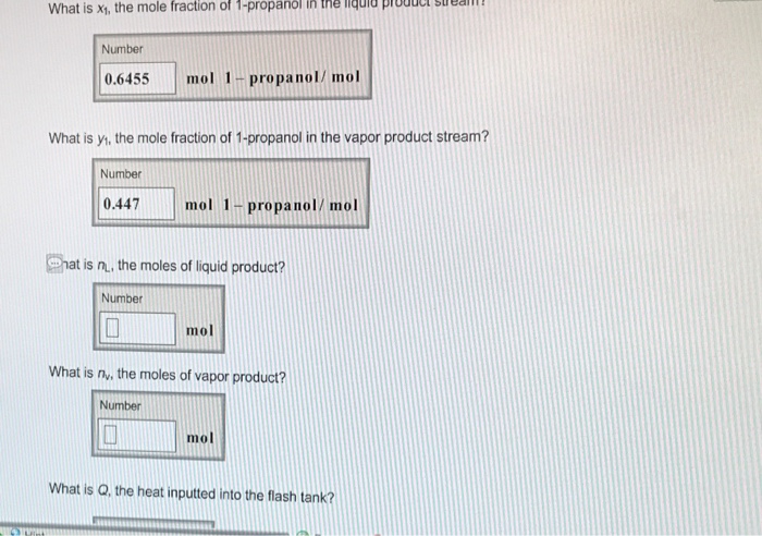 Solved A 50/50 mixture of 1-propanol Vapor product and | Chegg.com