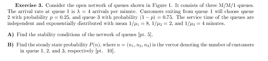 Solved Exercise 3. Consider the open network of queues shown | Chegg.com