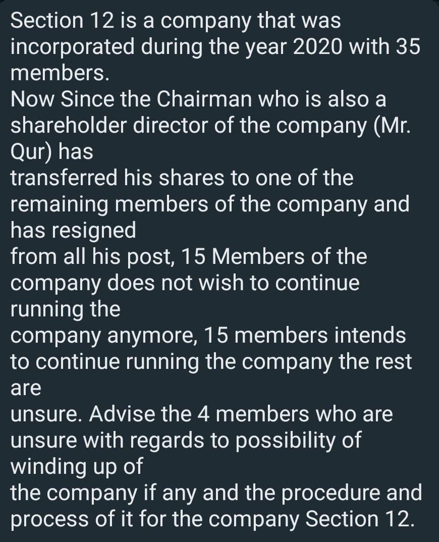 Solved Section 12 is a company that was incorporated during | Chegg.com