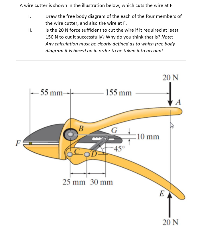Solved A wire cutter is shown in the illustration below, | Chegg.com