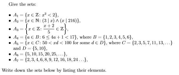 Solved Give the sets A{x EZ: x2