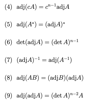 Solved (4) adj(CA) = cn-ladjA (5) adj(A*) = (adjA)* (6) | Chegg.com