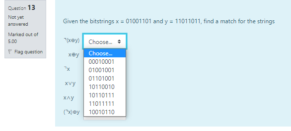 Solved Question 13 Not yet answered Given the bitstrings x = | Chegg.com