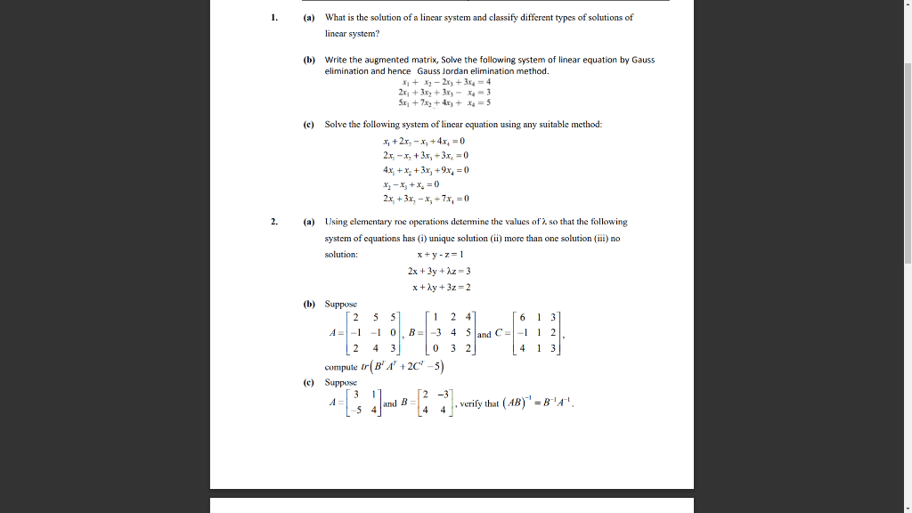 Solved 1. (a) solutions of What is the solution of a linear | Chegg.com