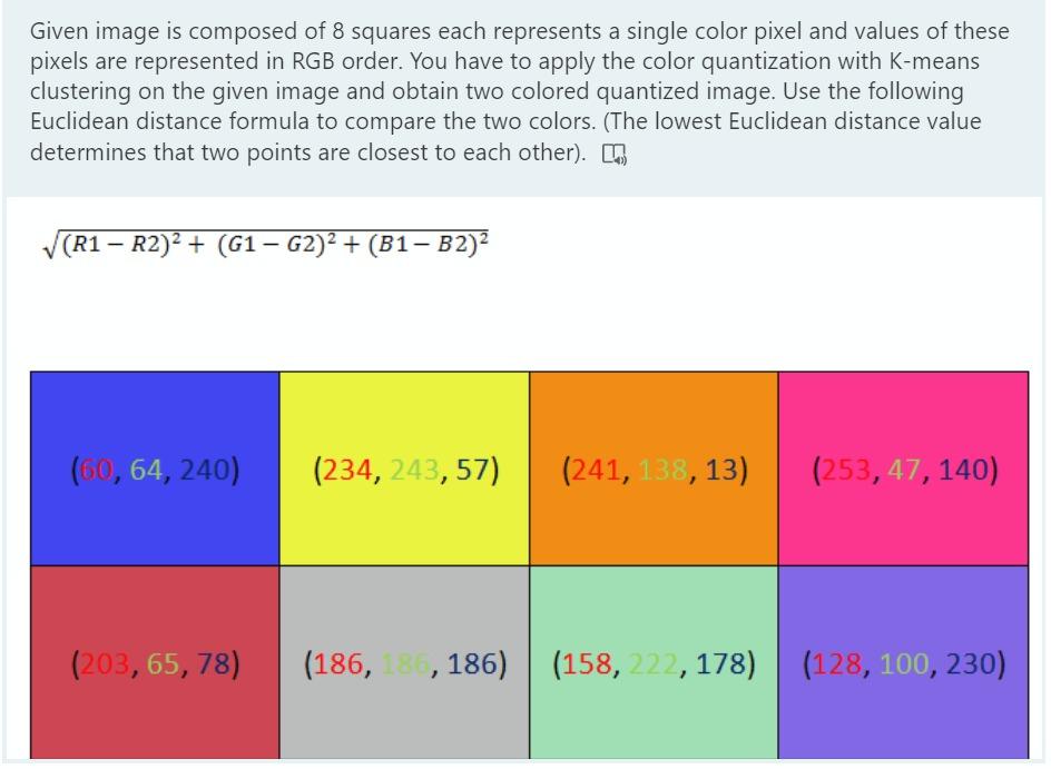 Given image is composed of 8 squares each represents | Chegg.com