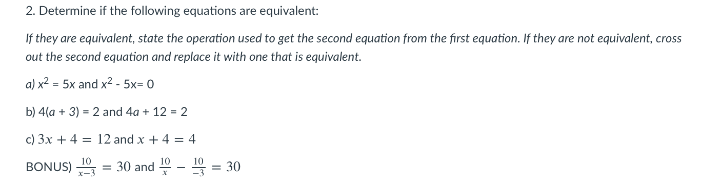 Solved 2. Determine if the following equations are | Chegg.com