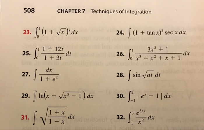 Solved 508 CHAPTER 7 Techniques of Integration (1+ dx fa (1 | Chegg.com