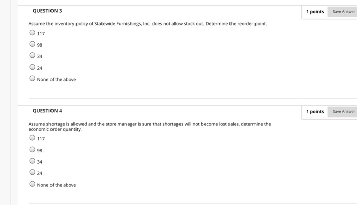 Solved QUESTION 1 1 points Use the following scenario and | Chegg.com