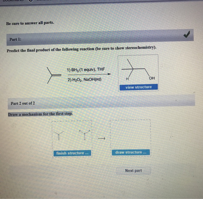 Solved Be sure to answer all parts. Part 1: Predict the | Chegg.com