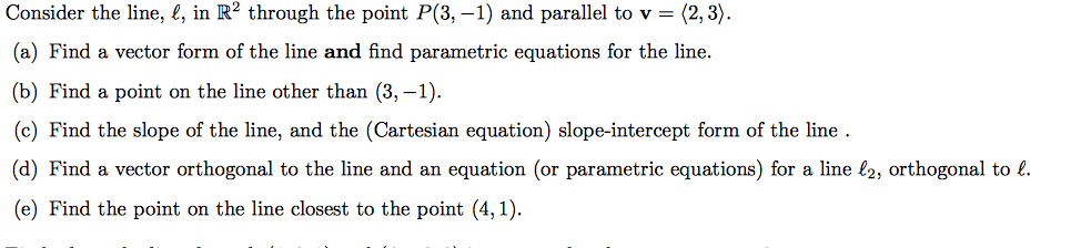Solved Consider the line, I, in R2 through the point P(3,-1) | Chegg.com
