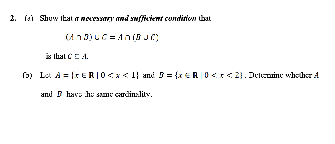 Solved 2 A Show That A Necessary And Sufficient Condition