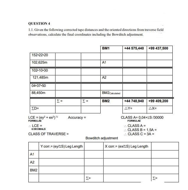 Solved QUESTION 4 1.1. Given the following corrected tape | Chegg.com