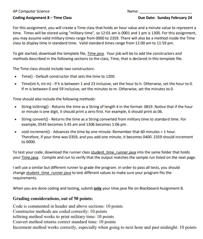 Solved Computer Science - Java Please include all code | Chegg.com